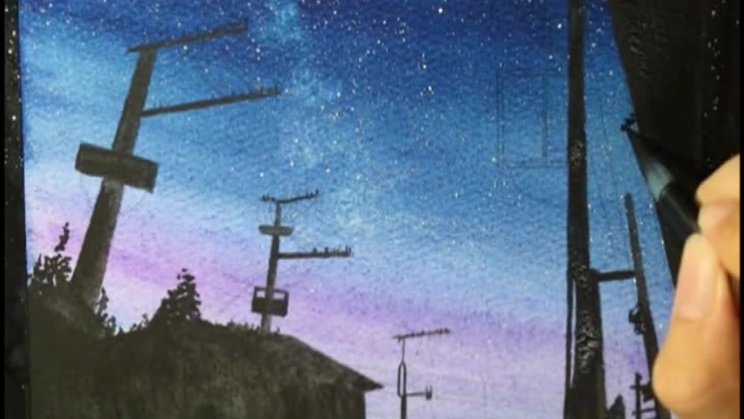 手工客视频教程14《水彩星空》