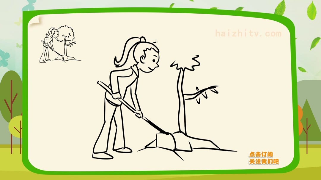 植树节节简笔画教程,如何画种树的小女孩,节日简笔画大全