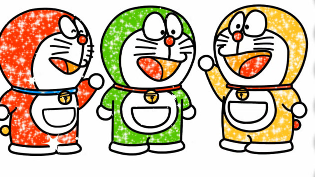 哆啦A梦教你绘制婴儿玩具可爱的哆啦A梦绘画和着色的漂亮墙画