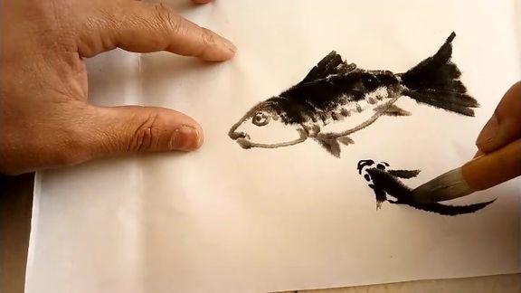 儿童画美术微课教学 60秒学画一条鱼 就这么简单