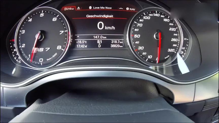 奥迪RS7,0-325kmh加速测试,这爆表也太轻松了吧!