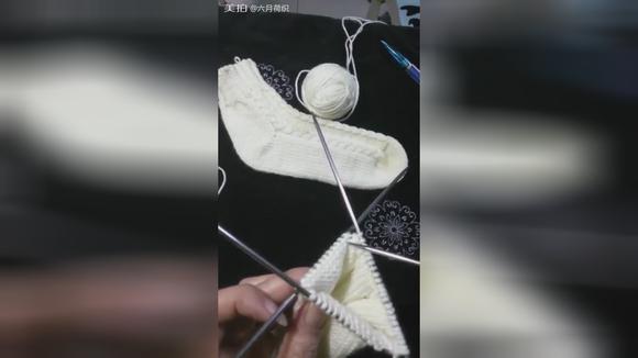 毛线袜的棒针编织方法(五)袜跟的编织方法