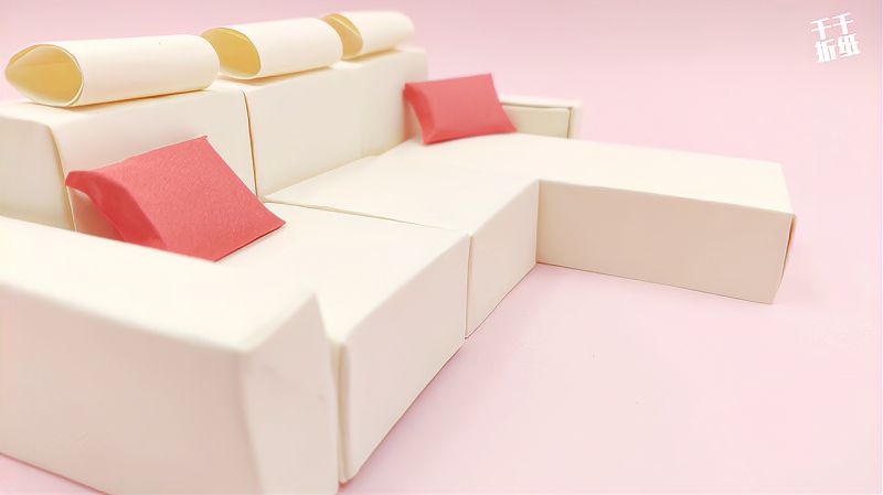 教你折纸迷你家具双人沙发,做法简单一学就会,过家家小小艺术家