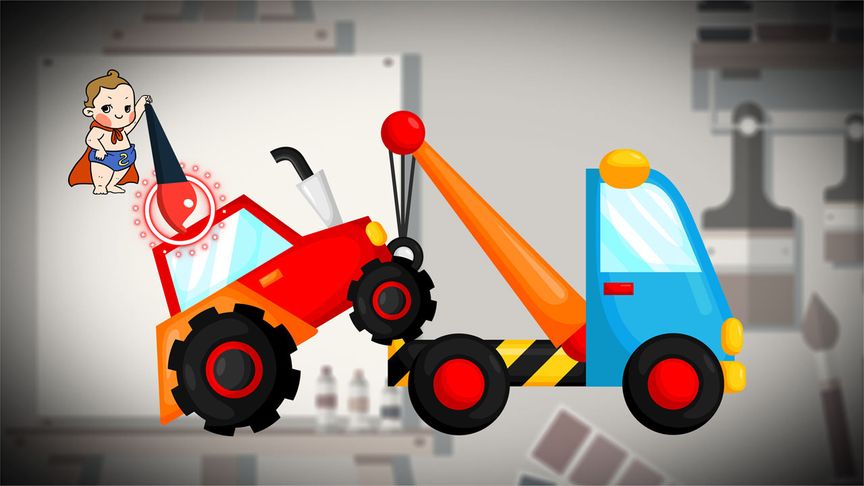 工程车趣味益智动画:小画家笔下的工程车