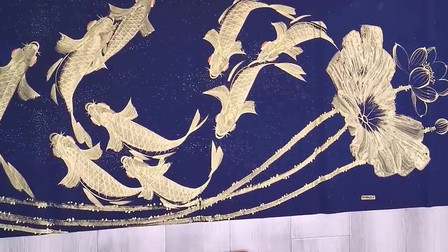 国画大师金墨九鲤技法展示,用墨潇洒,笔法细腻,太牛了