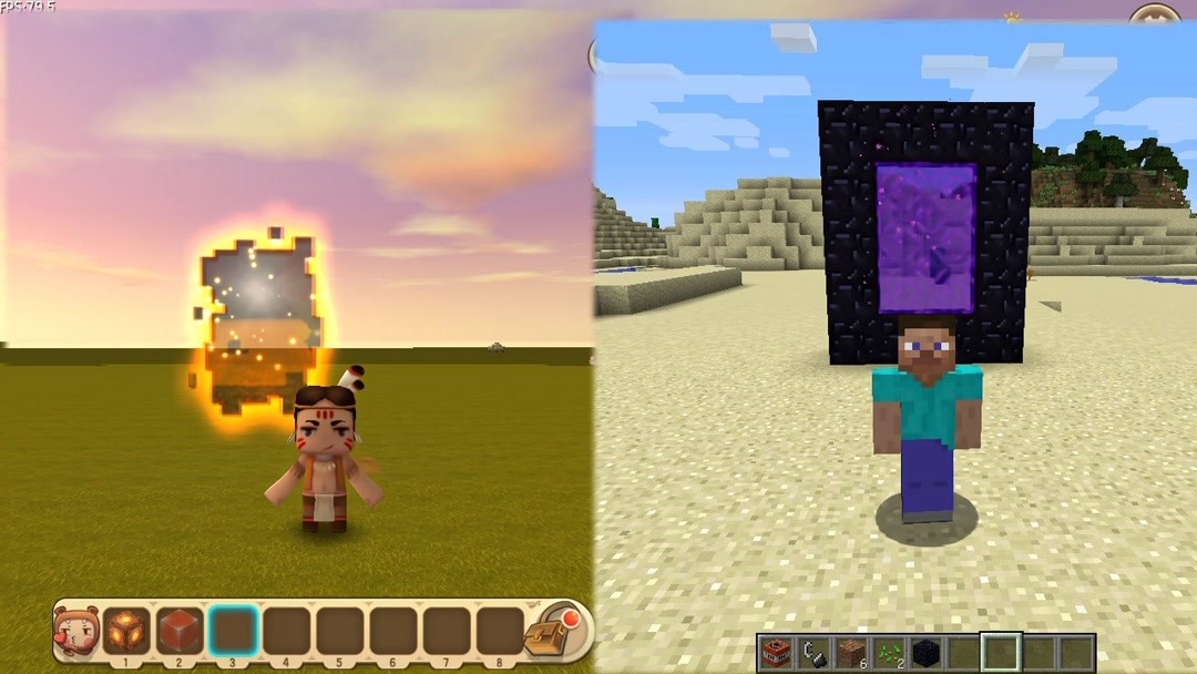 迷你世界:当我的世界传送门VS迷你世界传送门,谁的比较厉害?