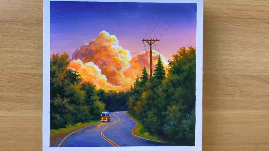 绘画教程,公路风景画的制作方法!