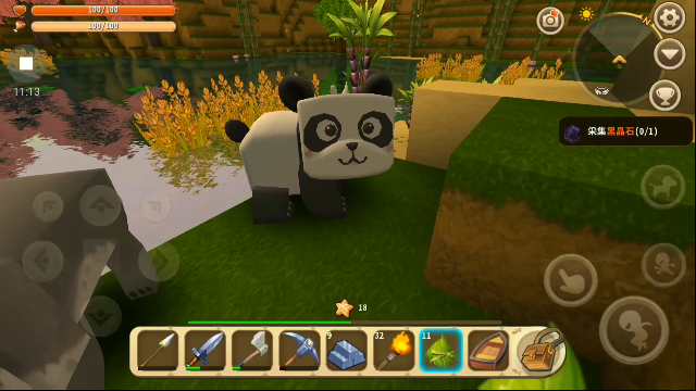 迷你世界生存12:找到桃木竹林,还驯服一只可爱小熊猫