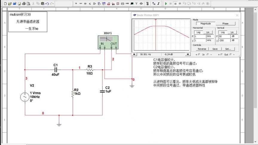 multisim学习30--无源带通滤波器