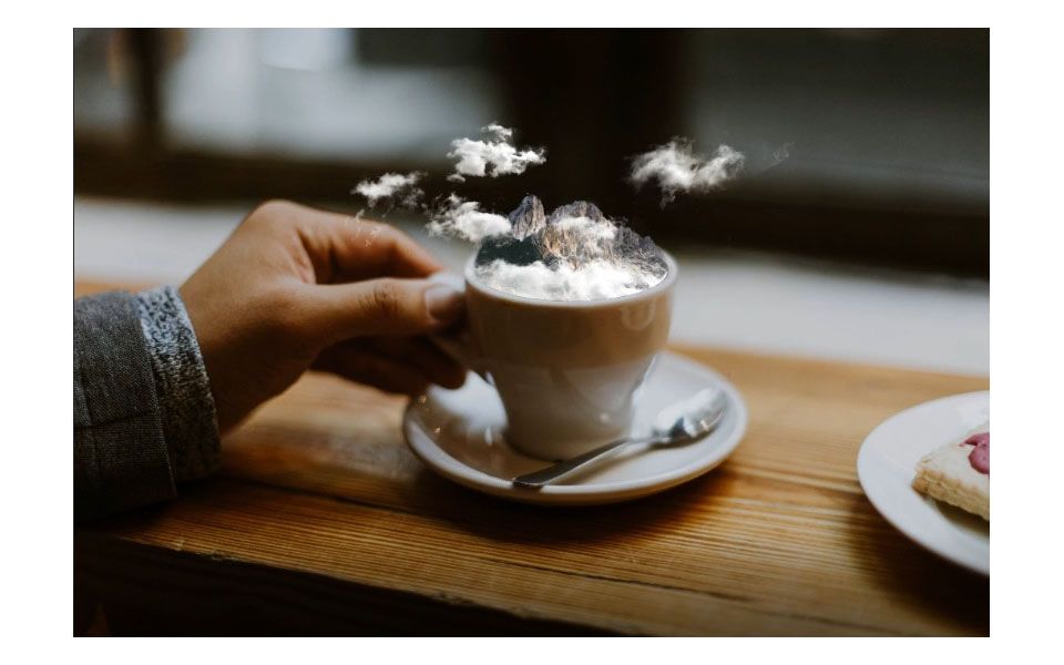 【ps创意图片合成】茶杯与山脉的完美结合