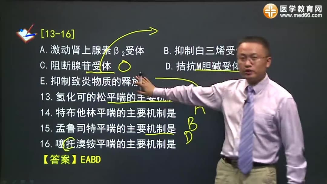 执业药师视频教学药学专业二呼吸系统疾病用药习题练习两月考过