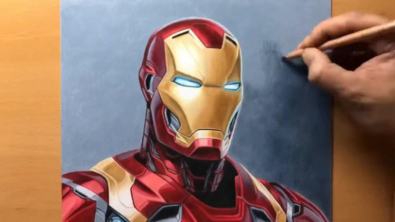手绘钢铁侠:这样的绘画技术真是太高了,活脱脱一个真的钢铁侠