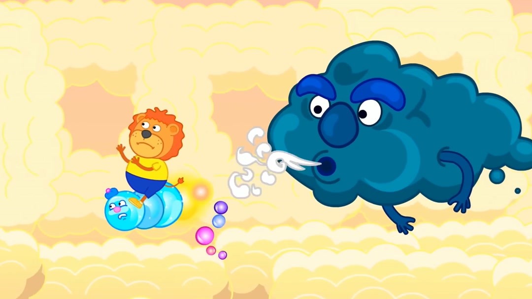 小狮子儿童动画:电梯故障到达顶层,小狮子打开门来到云朵世界