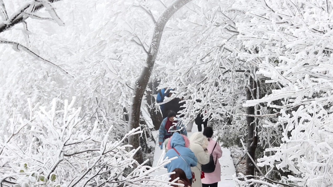 张家界天门山银装雪景,农村小伙带你旅行,雪景如画