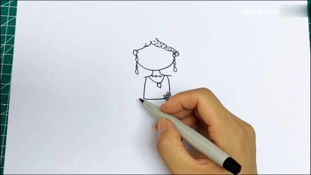 和爸爸比赛画公主,贝儿公主还是灵公主,创意简笔画公主,创意美术,儿童...