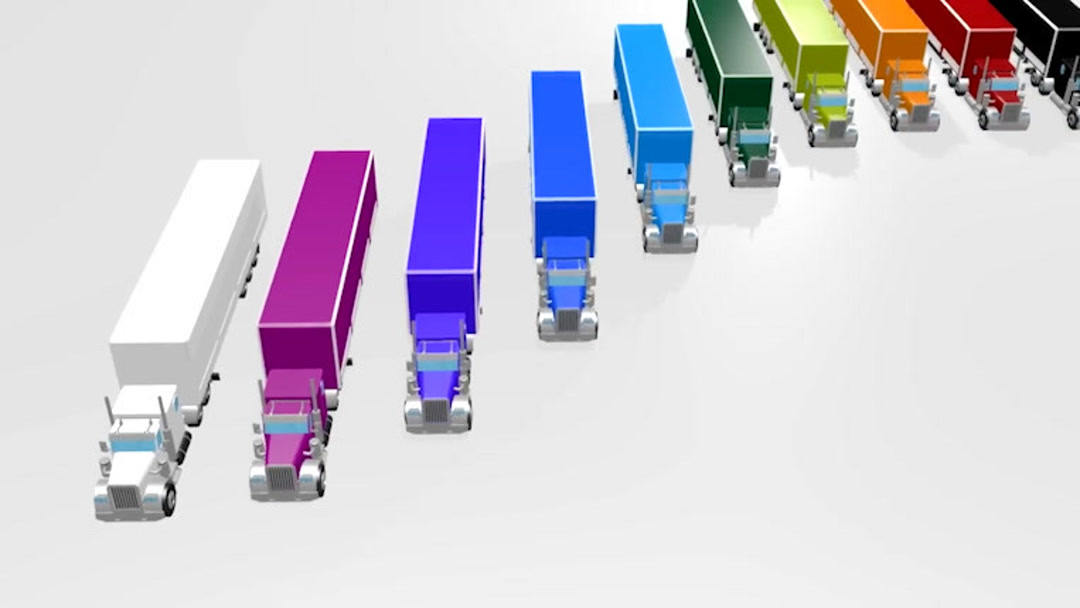 工程车施工动画 第102集 各种颜色的卡车正在开来