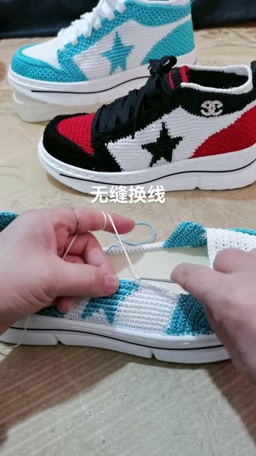 纯手工钩织毛线拖鞋