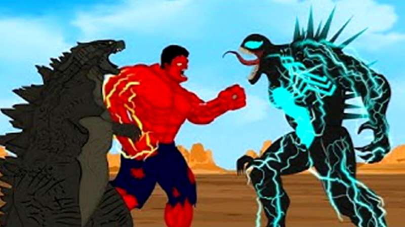 绿巨人把毒液打败,救出哥斯拉