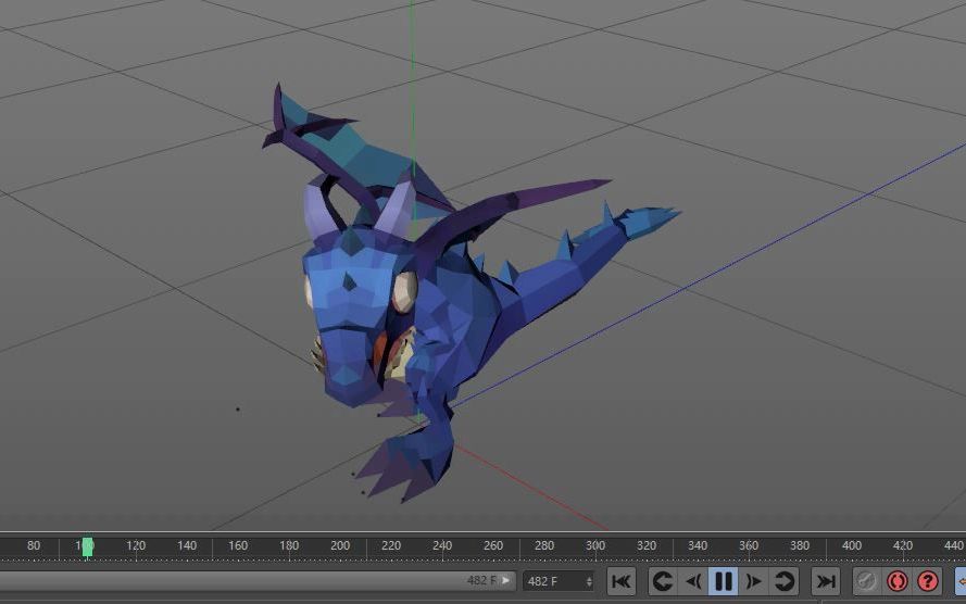 10个低面多边形史前动物C4D模型动画合集