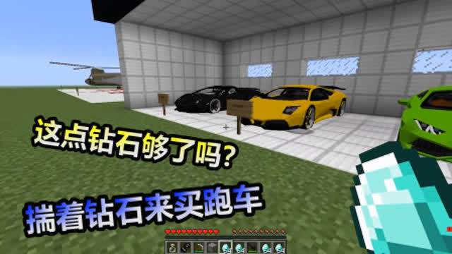 MC我的世界:拿一堆钻石来买跑车,兰博基尼有点贵,这点钻石够么