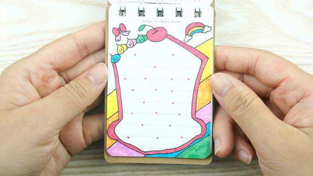 儿童创意手绘,迷你便签本蛋糕图案简笔画,漂亮的彩虹图画