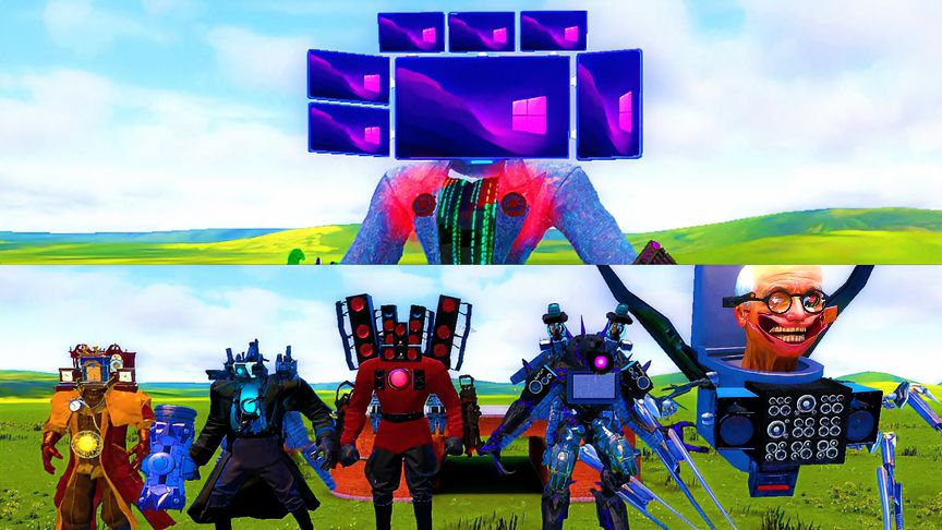 泰坦电脑人VS泰坦监控人.音响人.时钟人,盖瑞模组。#steam游戏