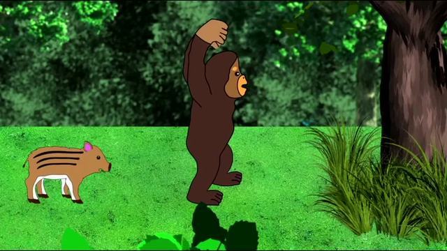 儿童趣味动画 认识小动物 一头野猪和一只猴子成了好朋友