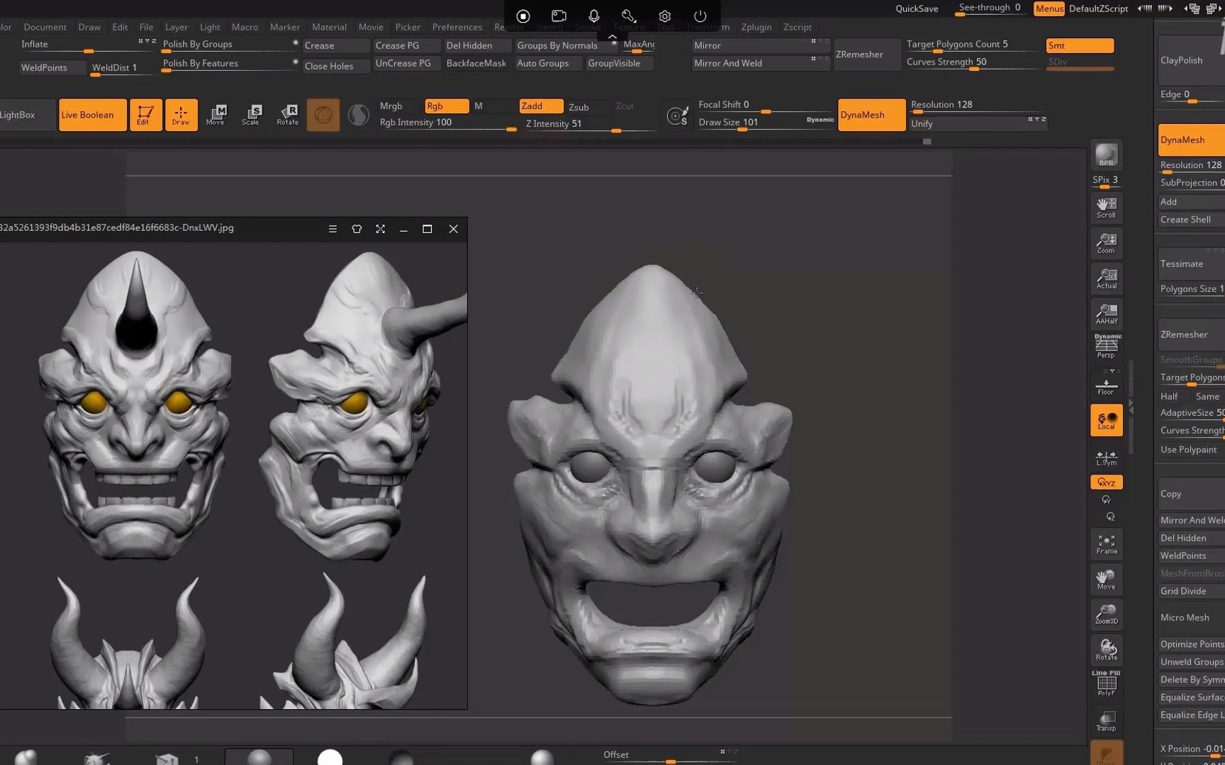 【原创Zbrush教程】ZB面具雕刻(3)(角色模型/角色建模)