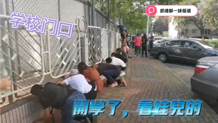 开学了,学校门口看娃的家长们