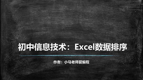 初中信息技术 Excel数据排序