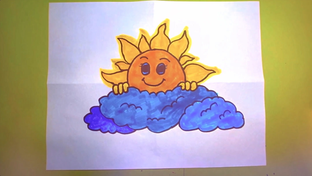 如何画太阳跟云朵