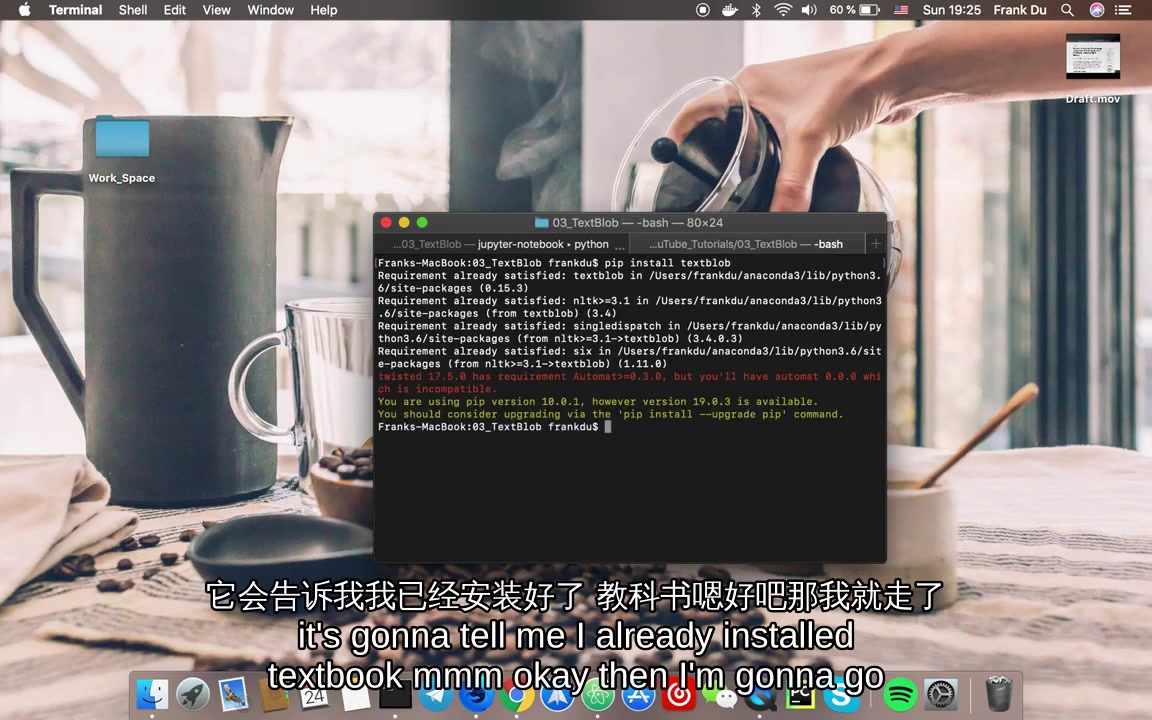 自然语言处理与TextBlob情感分析:一个Python NLP库(中英字幕)