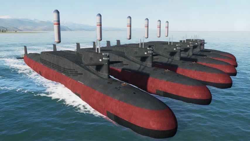 大型航母闯入近海,094核潜艇发射导弹驱离,场面壮观:作战模拟