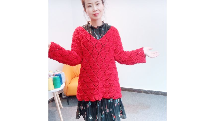 第292集葡萄树下套头毛衣钩织方法(上)小辛娜娜编织教程钩针法