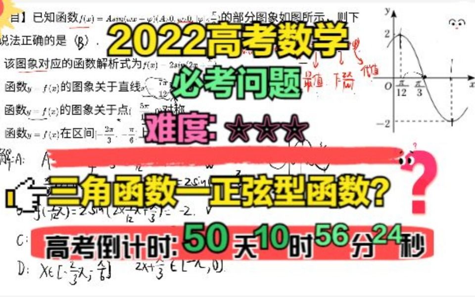 2022高考数学每日一题:你知道如何求解正弦型函数问题嘛?