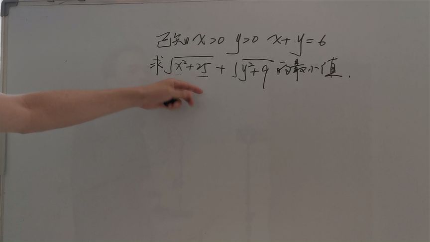 已知x大于0y大于0 x+y=6求根号下x平方+25+根号下y平方+9的最小值