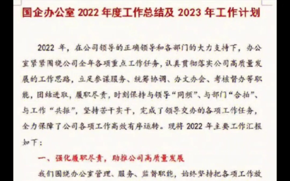 国企办公室2022年度工作总结及2023年工作计划#文章代写服务#写...