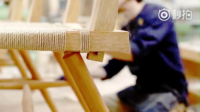 收藏实木编织椅全手工制作过程,没有打钉和胶水,很享受