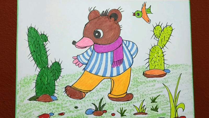 不老实的小熊儿童画