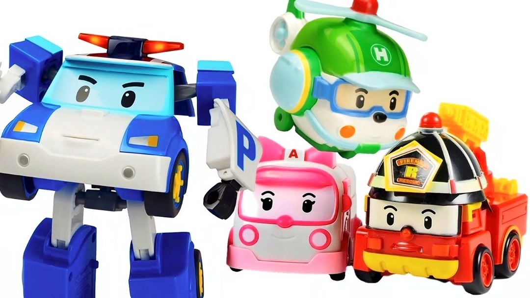 珀利和小伙伴忙碌的一天,变形警车珀利玩具游戏
