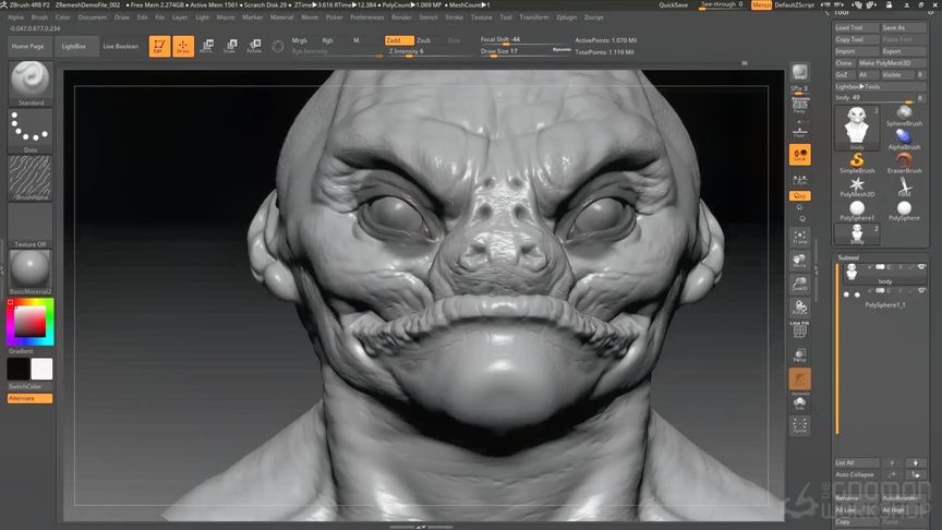zbrush 12 输入网格和多边形分组