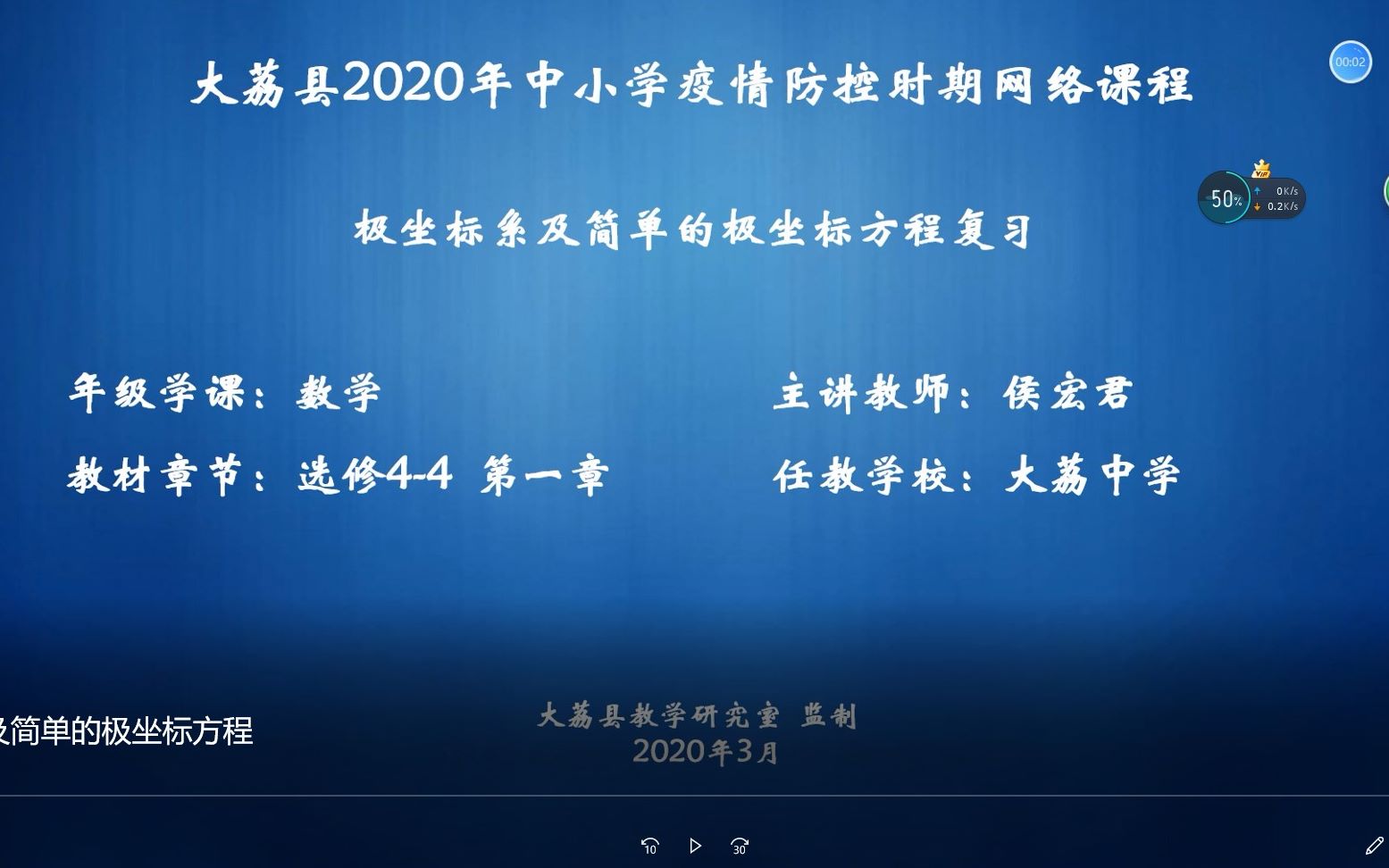 极坐标系及简单的极坐标方程-侯宏君