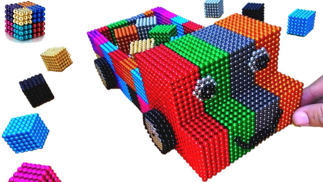 牛人用8900个磁球制作汽车模型,简单易学,过程超治愈