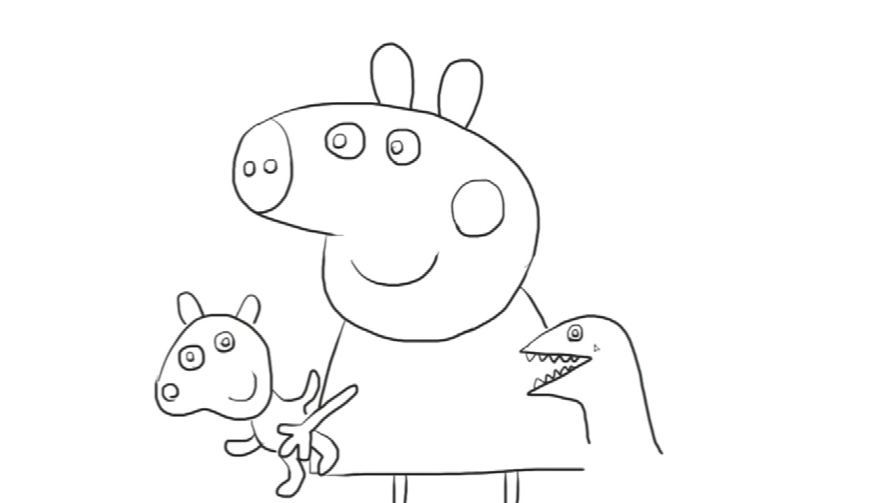 小猪佩奇与弟弟乔治一起玩布娃娃儿童卡通简笔画