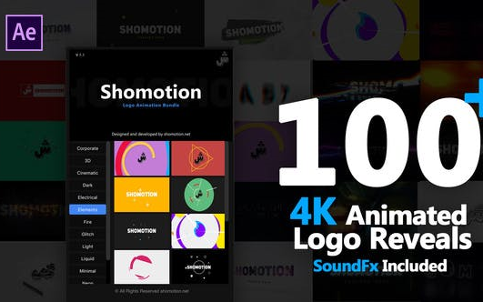 【AE脚本+模板】100组史诗震撼干扰能量电流简洁图形LOGO标题...