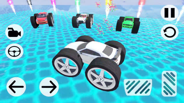 卡通大轮胎汽车通过奇妙轨道