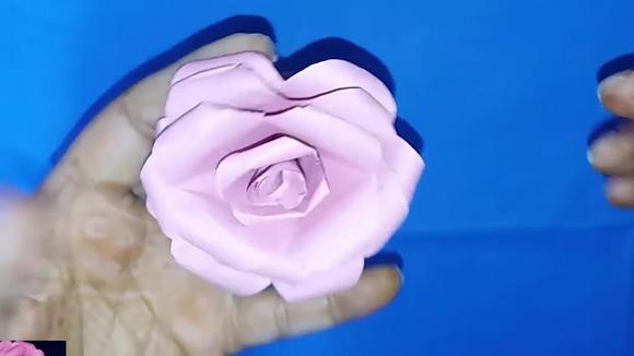简单折纸,好看的玫瑰花折纸,5分钟学会吧
