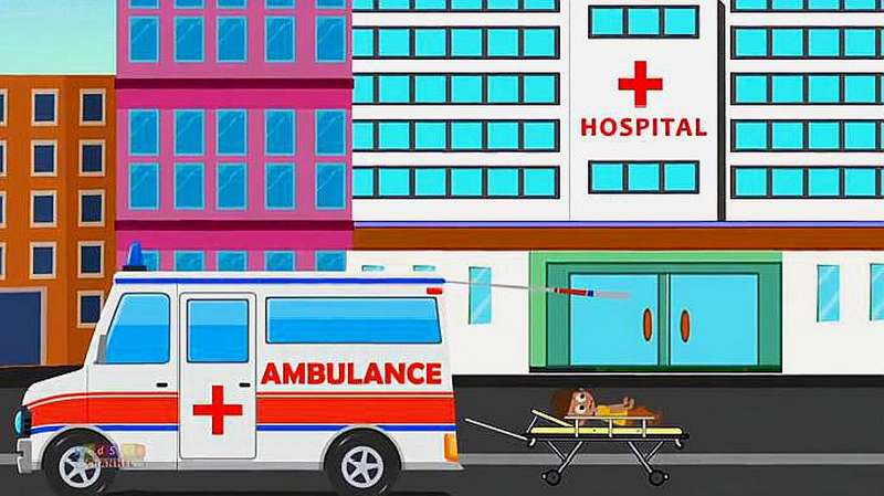 汽车动画!拼装救护车送受伤的人去医院