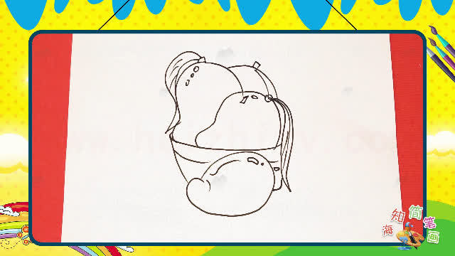 手绘水果简笔画之画芒果