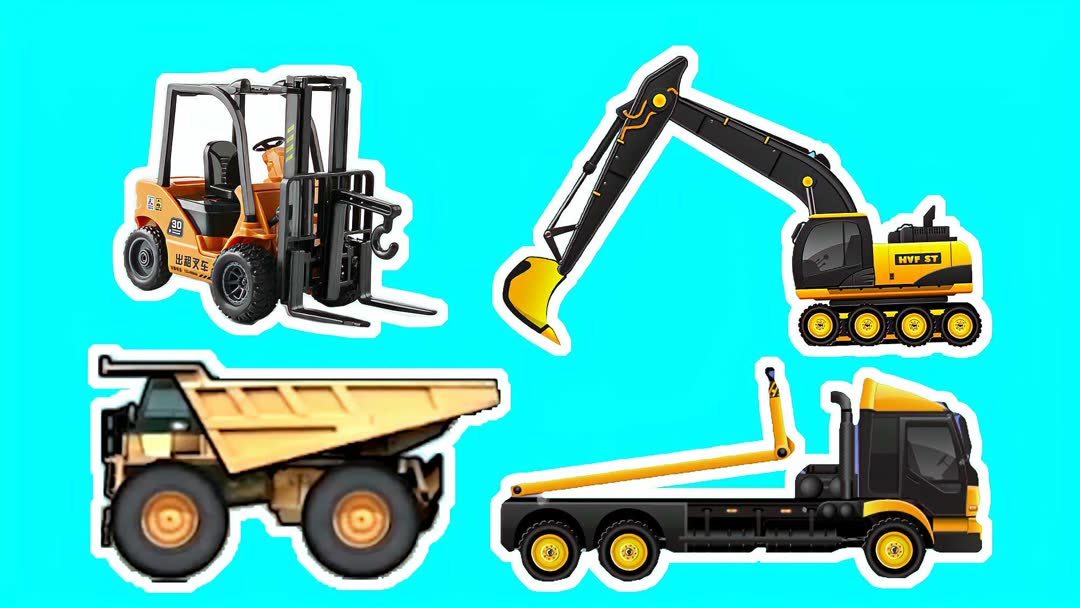 挖掘机 推土机 卡车工作视频 工程车施工动画合集39